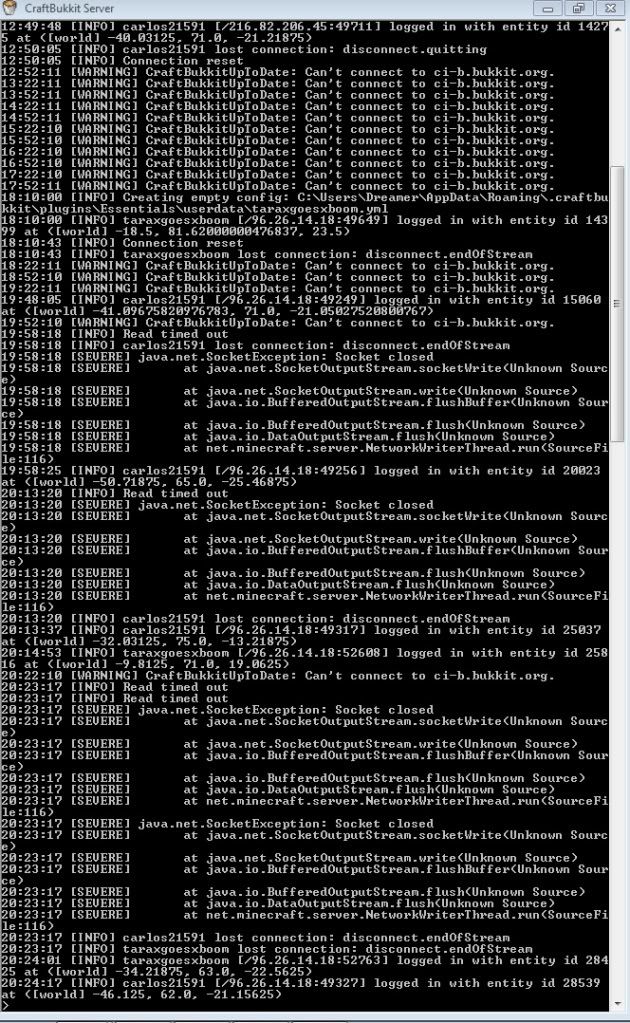 Getting Error messages; keeps booting my friends after a while | Bukkit Forums